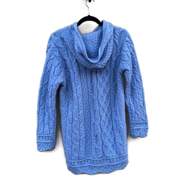 Aran Crafts | Sweaters | Aran Crafts Merino Wool Blue Knit Button Down ...